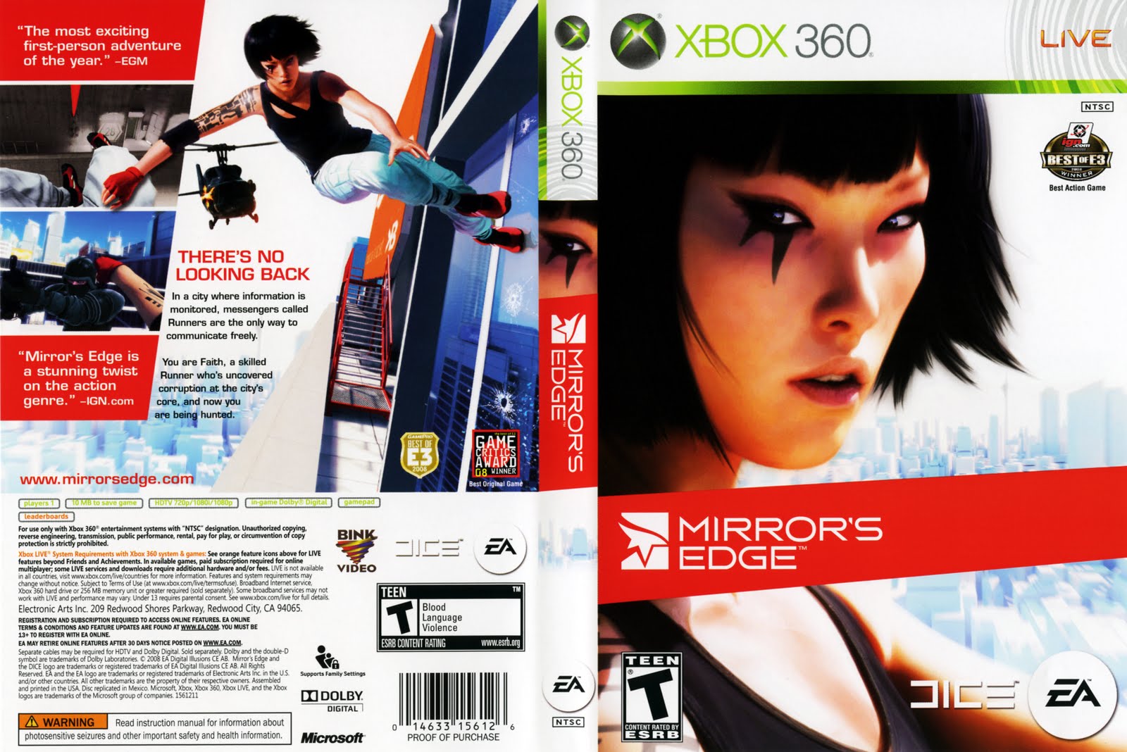 Games Covers: Mirror's Edge - Xbox 360