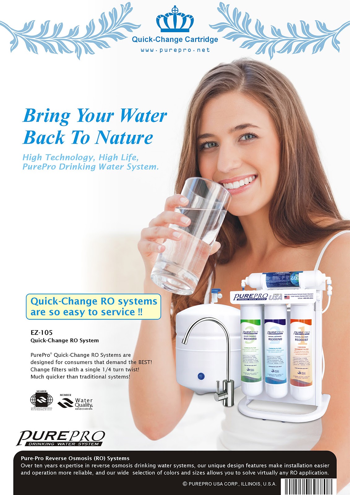 PurePro® EZ-105 / EZ-105P Easy-Change Reverse Osmosis Water Filtration