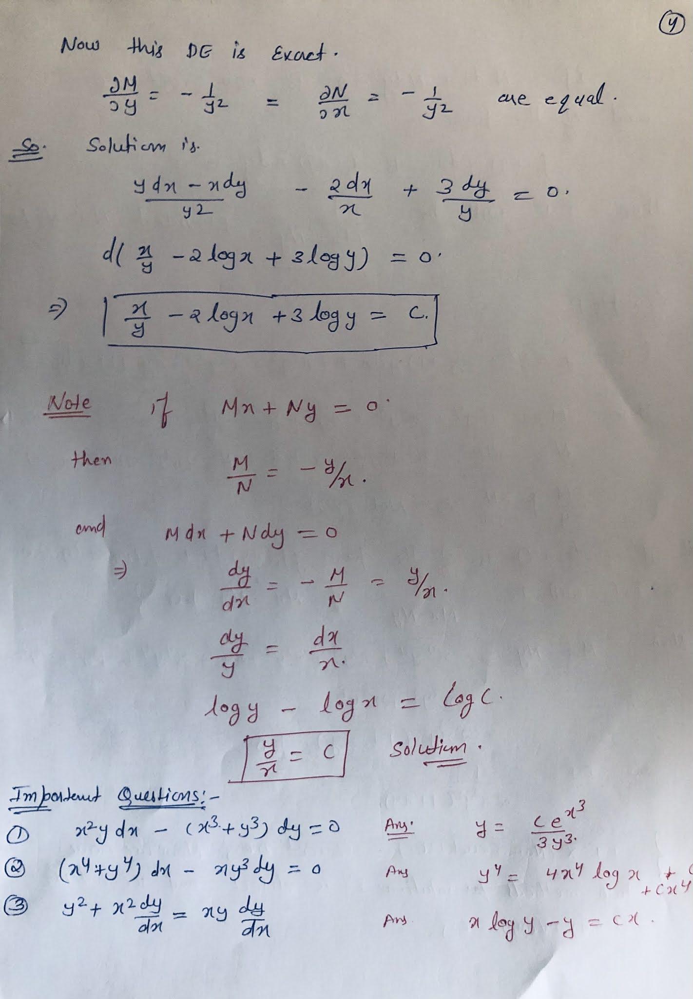 Engineering Mathematics Reducible To Exact Differential Equation