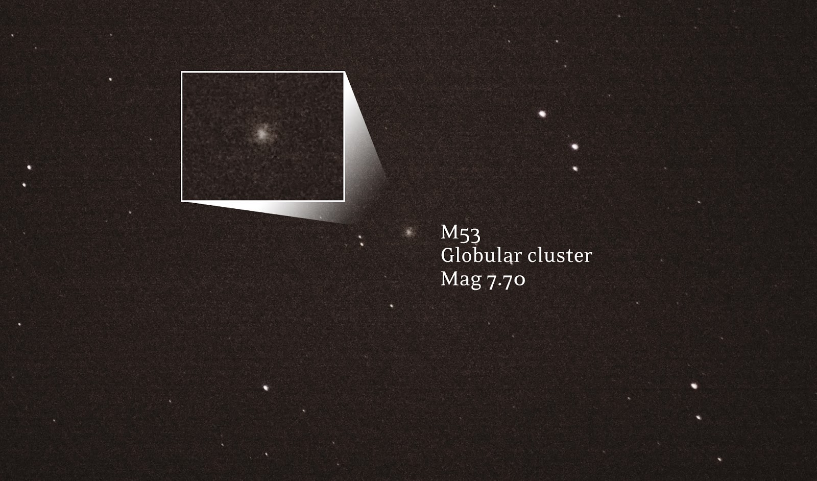 Globular Cluster M53 Consolation Prize [Stellar Neophyte Astronomy Blog]