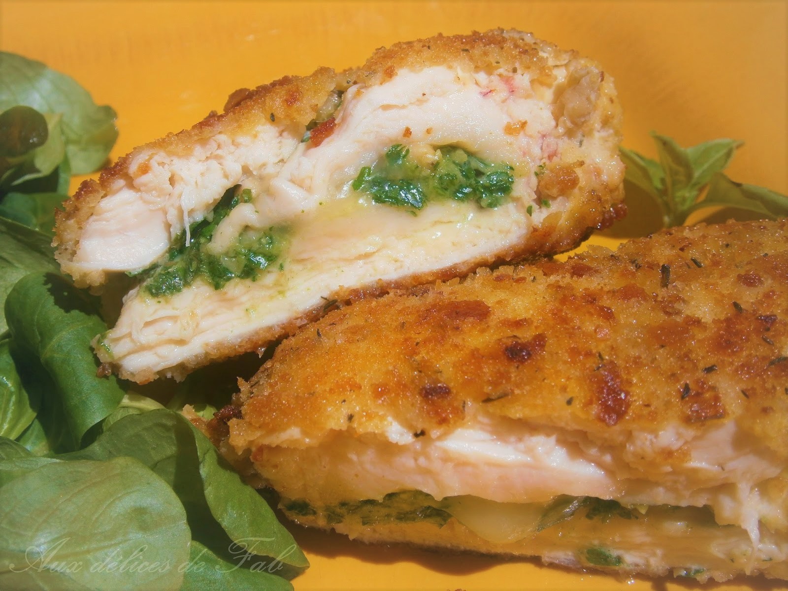 Aux délices de Fab: escalope de poulet fourrée persillade et comté