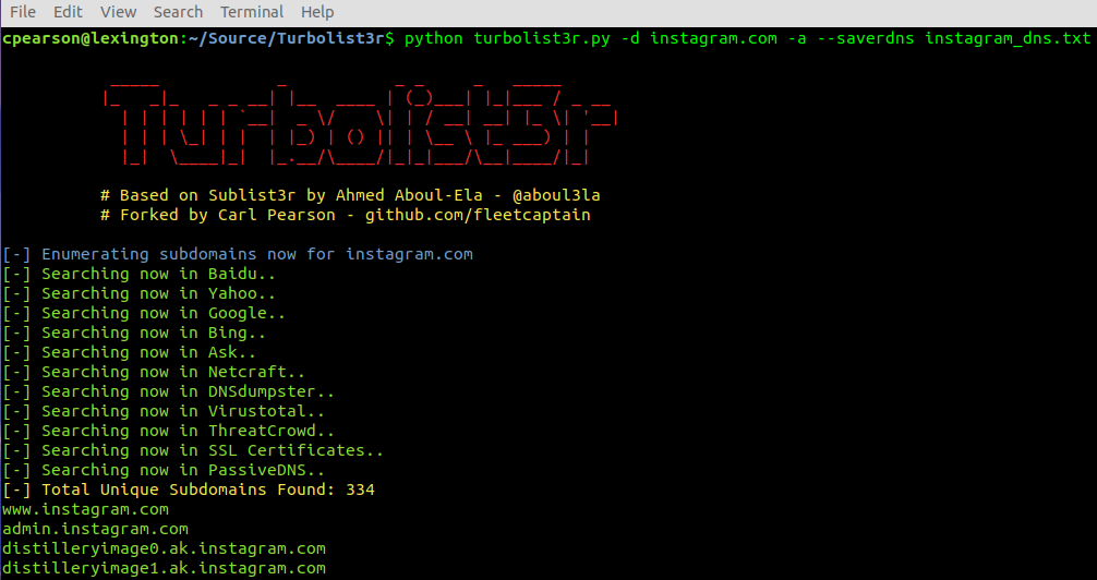 Turbolist3r Subdomain Enumeration Tool With Analysis Features For Discovered Domains