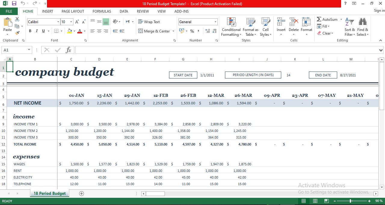 Free monthly company budget template in excel