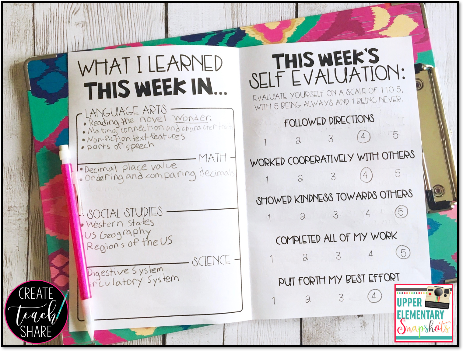 Upper Elementary Snapshots: 5 Benefits of Weekly Reflections