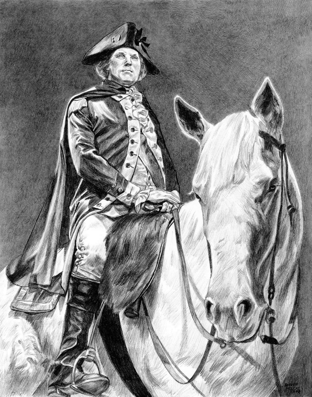 George Washington On A Horse Drawing