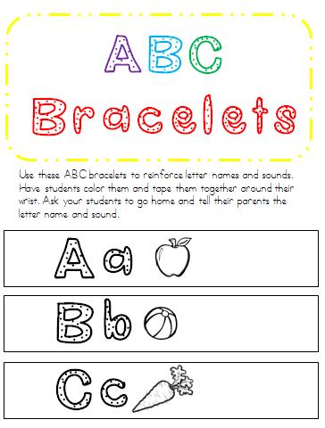Colors and Kindergarten: Letter Bracelets