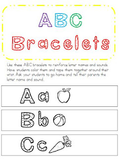 Colors and Kindergarten: Letter Bracelets