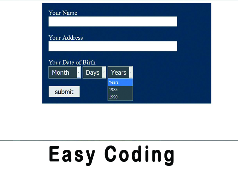 How To Create Date Of Birth Form With Html Css Easy Web Coding How To Create Date Of Birth Form With Html Css Easy Web Coding