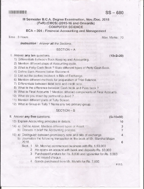 Bangalore University b.c.a. Computer Science Bca - 304 : Financial ...