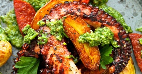 T&T [Octopus with Chorizo, Fingerlings and Salsa Verde] - Delicious ...