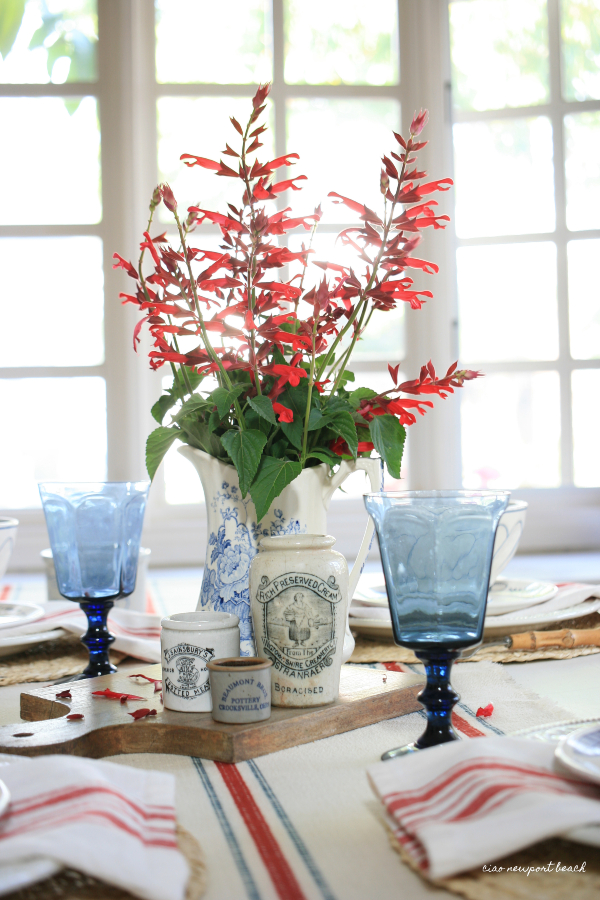 ciao! newport beach: a farmhouse table in red, white and blue