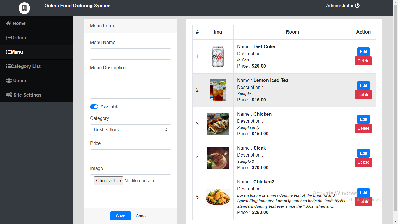 Online Food Ordering System In Php Mysql With Source Code