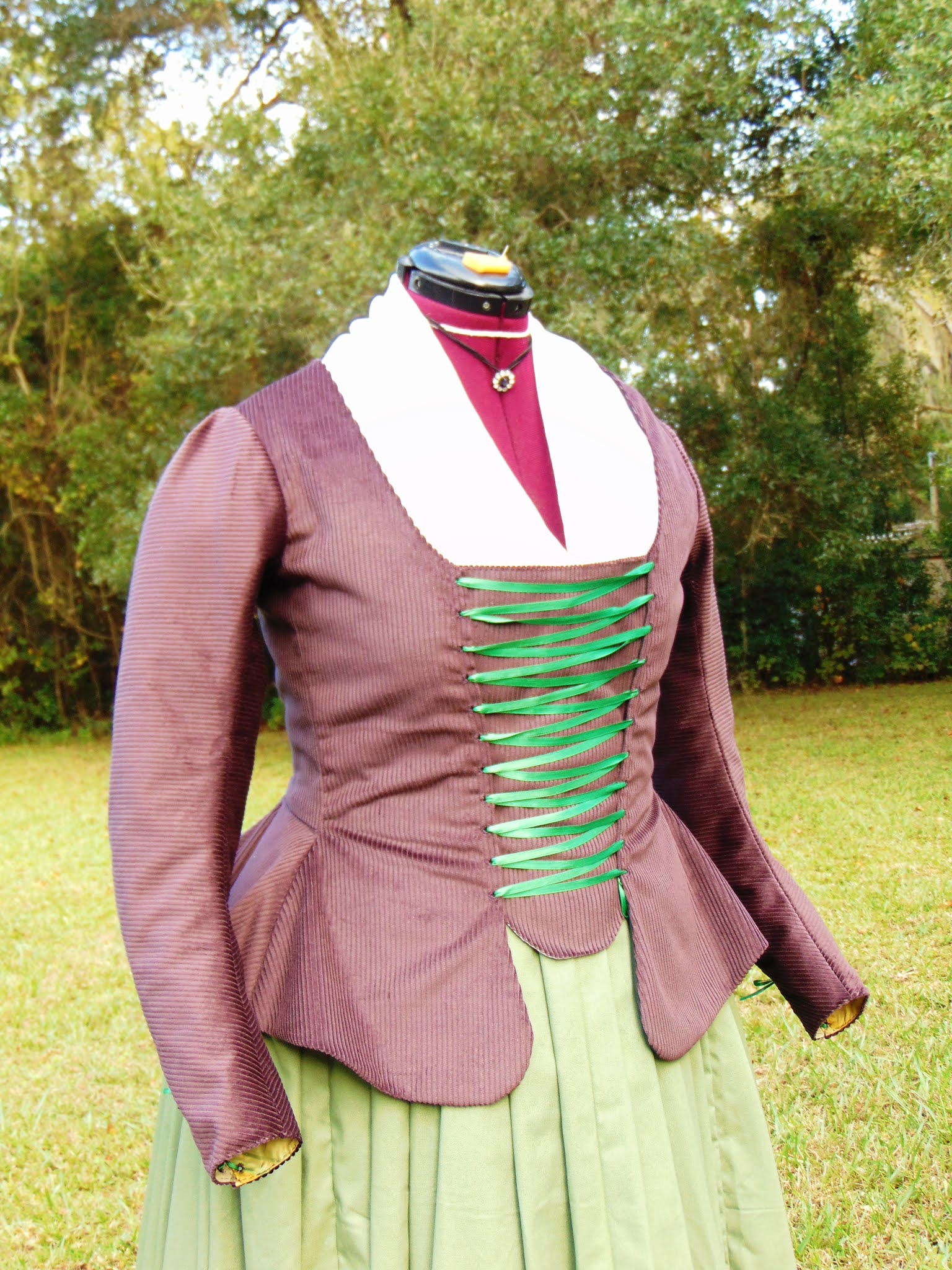 The Antique Sewist: 1780s Casaquin Jacket in Plum Corded Velvet