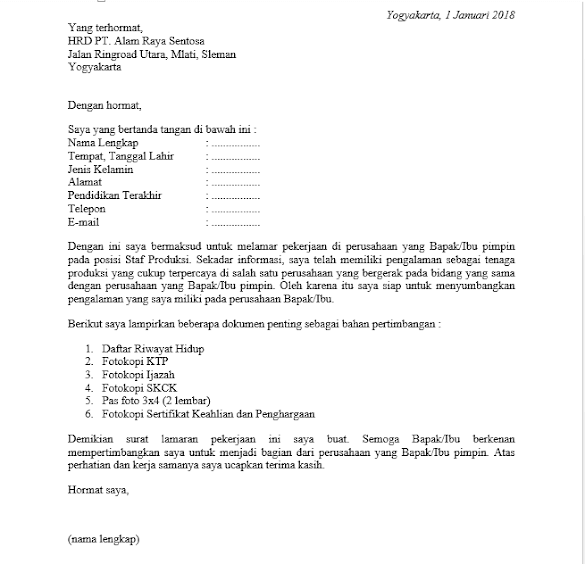 Contoh Surat Lamaran Kerja Driver Tulis Tangan - Delinewstv