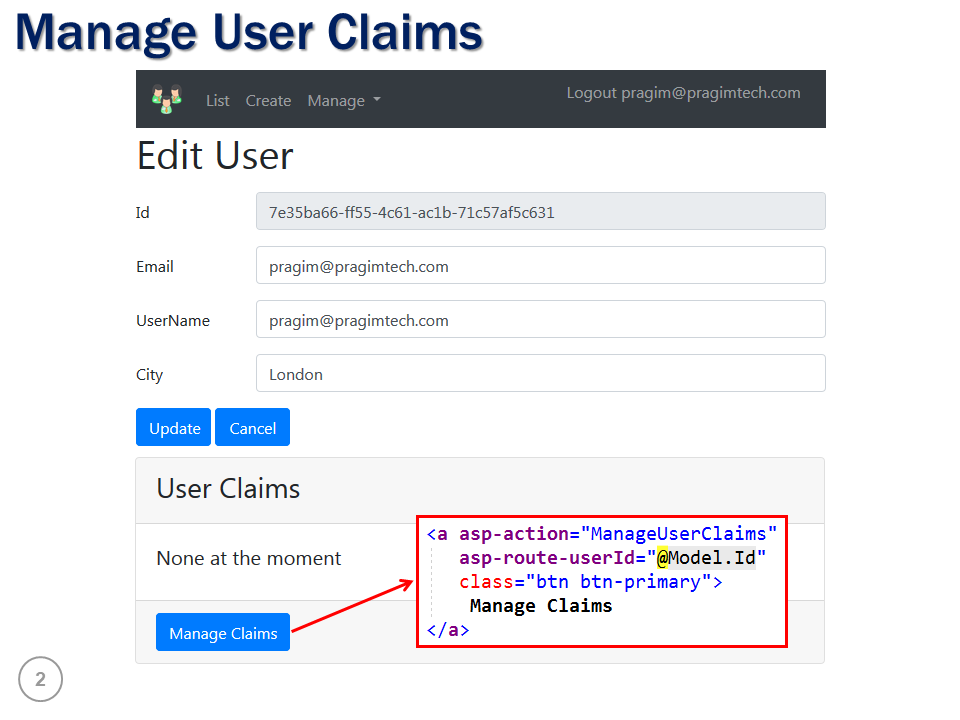 Sql Server Net And C Video Tutorial Manage User Claims In Core Slides