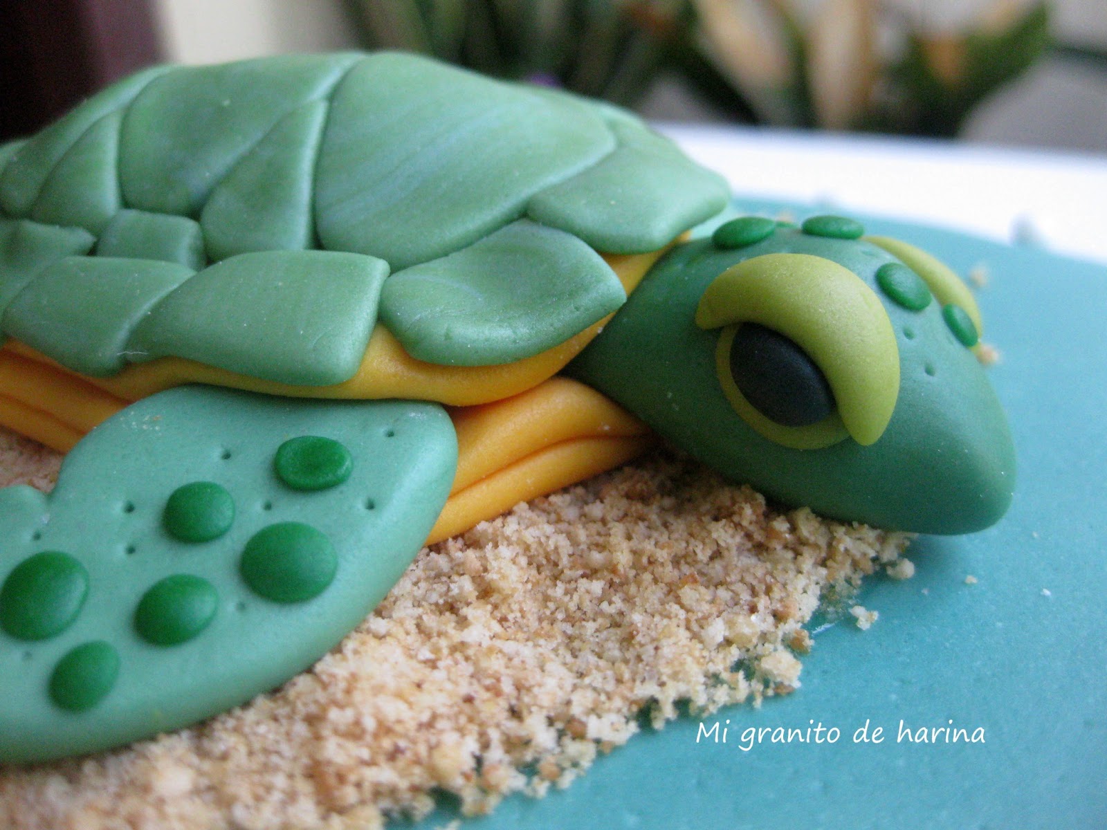 Mi granito de harina: Tarta de fondant de tortuga marina