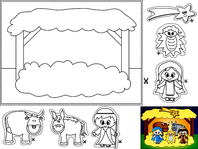 Nacimiento De Jesus Para Colorear Y Recortar