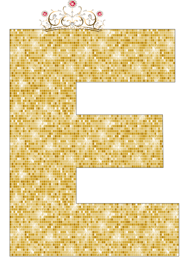 Abecedario de Corona con Fondo Dorado. Alphabet of Crown with Golden ...