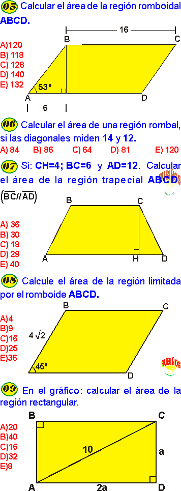 ÁREAS CUADRANGULARES EJEMPLOS Y EJERCICIOS RESUELTOS
