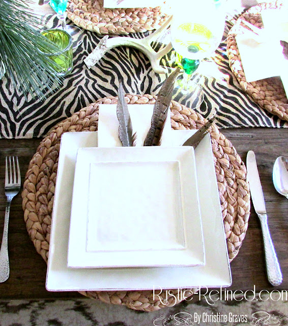 Rustic Winter Tablescape with Animal Print and Antlers to warm up any ...