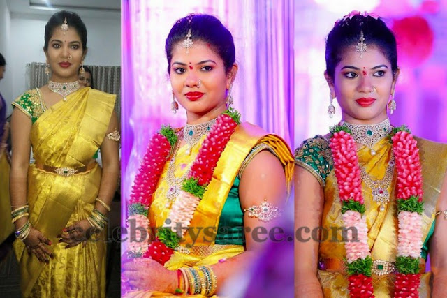 Bride in Self Uppada Saree in Gold - Saree Blouse Patterns