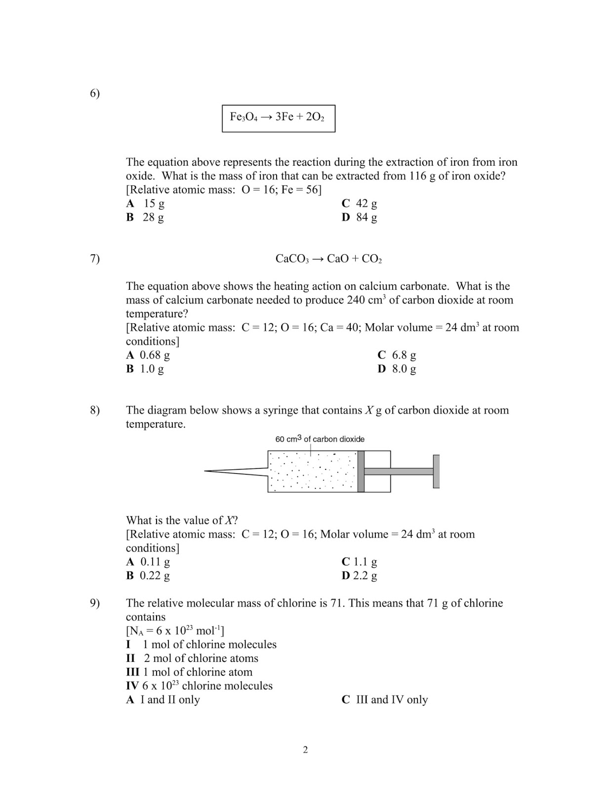 Chemistry Enrichment Exercise Module Chapter 3 Q&A