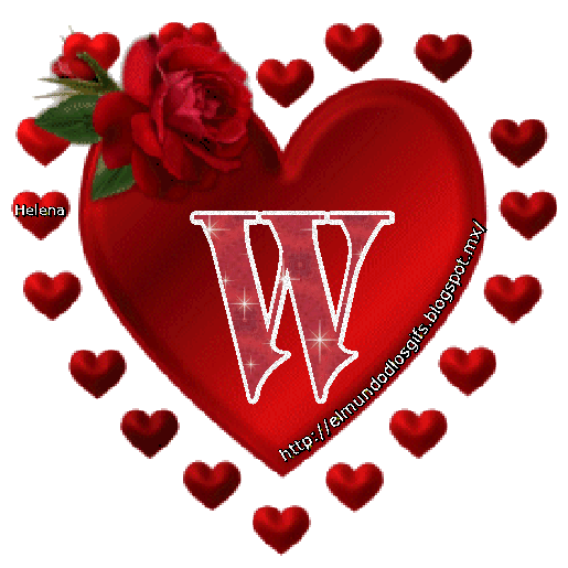 El Mundo de los Gifs: W → Corazón rojo con iniciales