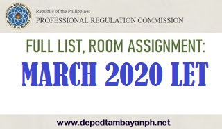 ROOM ASSIGNMENT: Licensure Examination for Teachers (LET) March 2020 ...