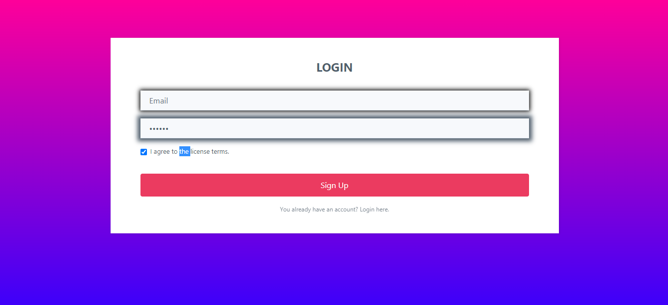 Bootstrap Login Form Template Free Download Gradient Pink And Blue