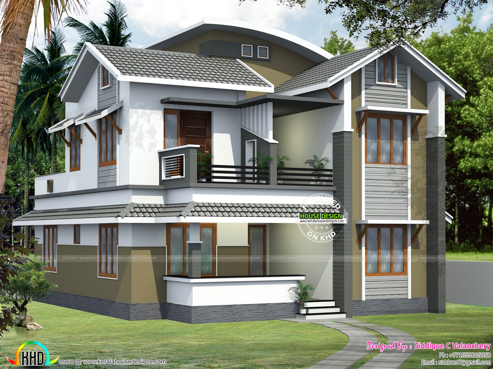 1590 sq-ft modern sloping roof house - Kerala Home Design and Floor ...
