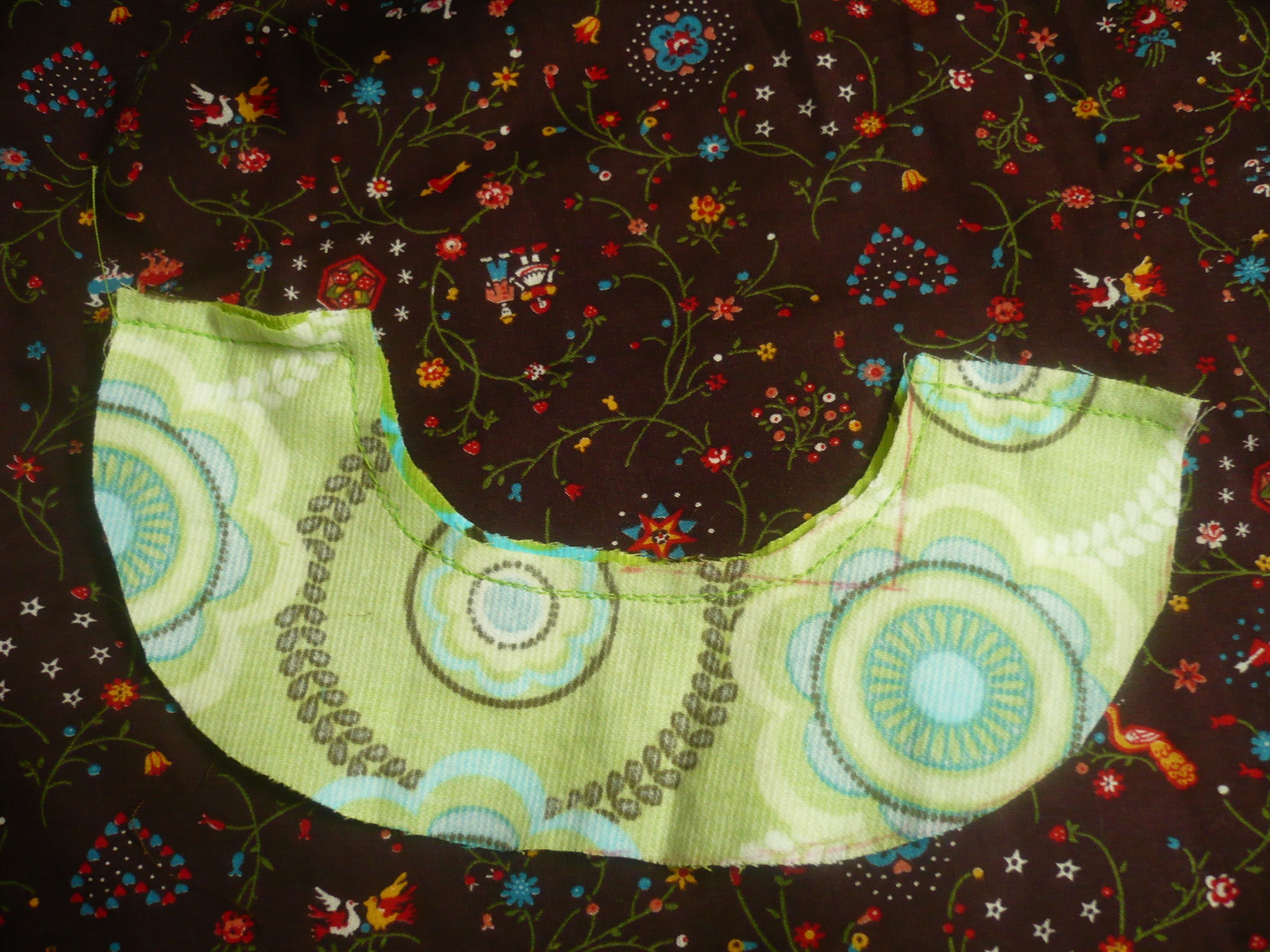 Now sew along the shoulders and neck line ( inner semi circle).