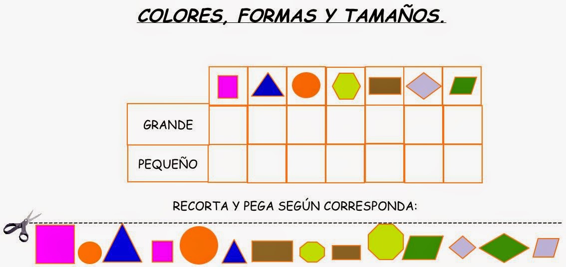 RECURSOS PARA TRABAJAR INFANTIL: Colores, formas, tamaños...