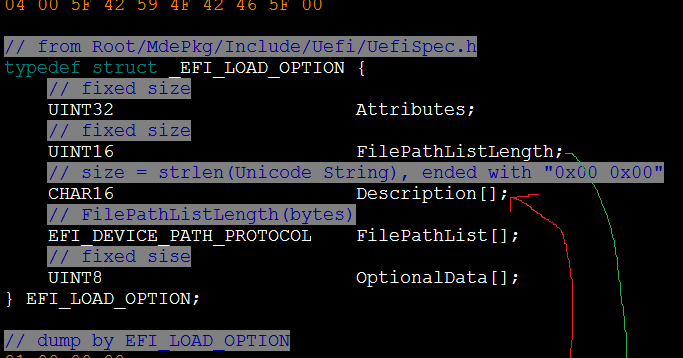 醉裡挑燈看Code: UEFI Boot Variable Format