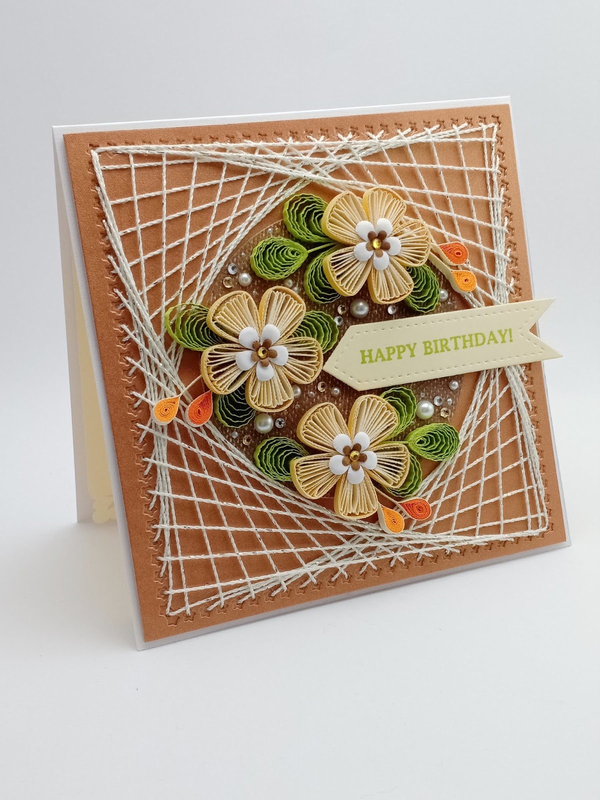 AZLINA ABDUL: Square string art on a quilling birthday card