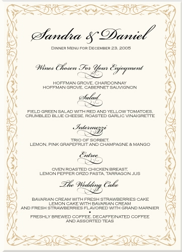 Wedding Reception Menu Wedding Pictures Wedding Reception Menu Wedding Pictures