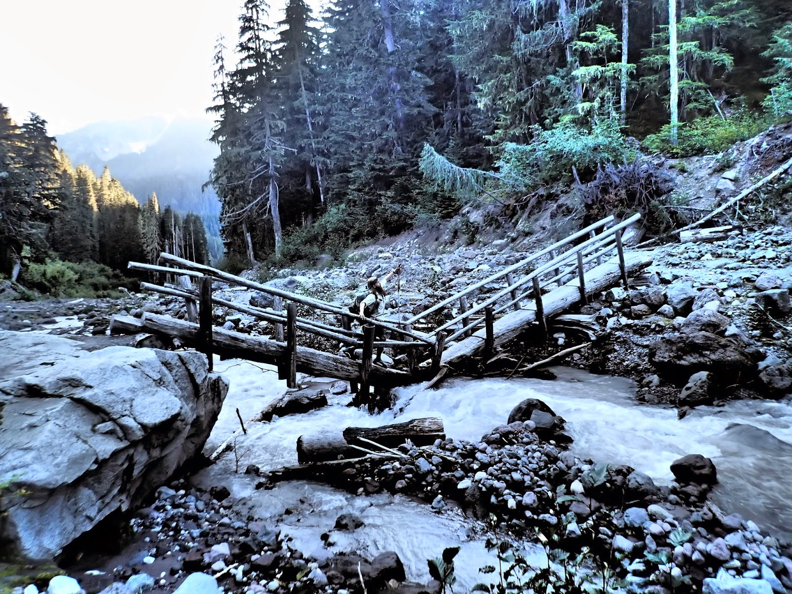 Broken bridge. - Pacific Crest Trail Association