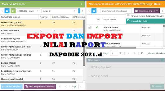 Cara Export dan Import Nilai Raport Excel Dapodik 2021.d dengan Cepat ...