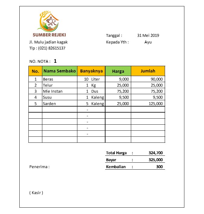 Nota Toko Sembako - Membuat Desain Nota Penjualan Barang Desain - Cara memulai usaha sembako ...