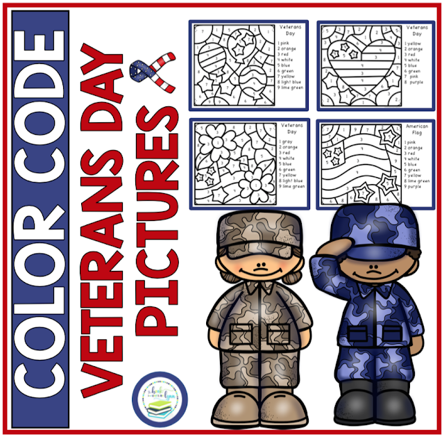 VETERANS DAY NUMBER COLOR CODING ~ Book Units by Lynn