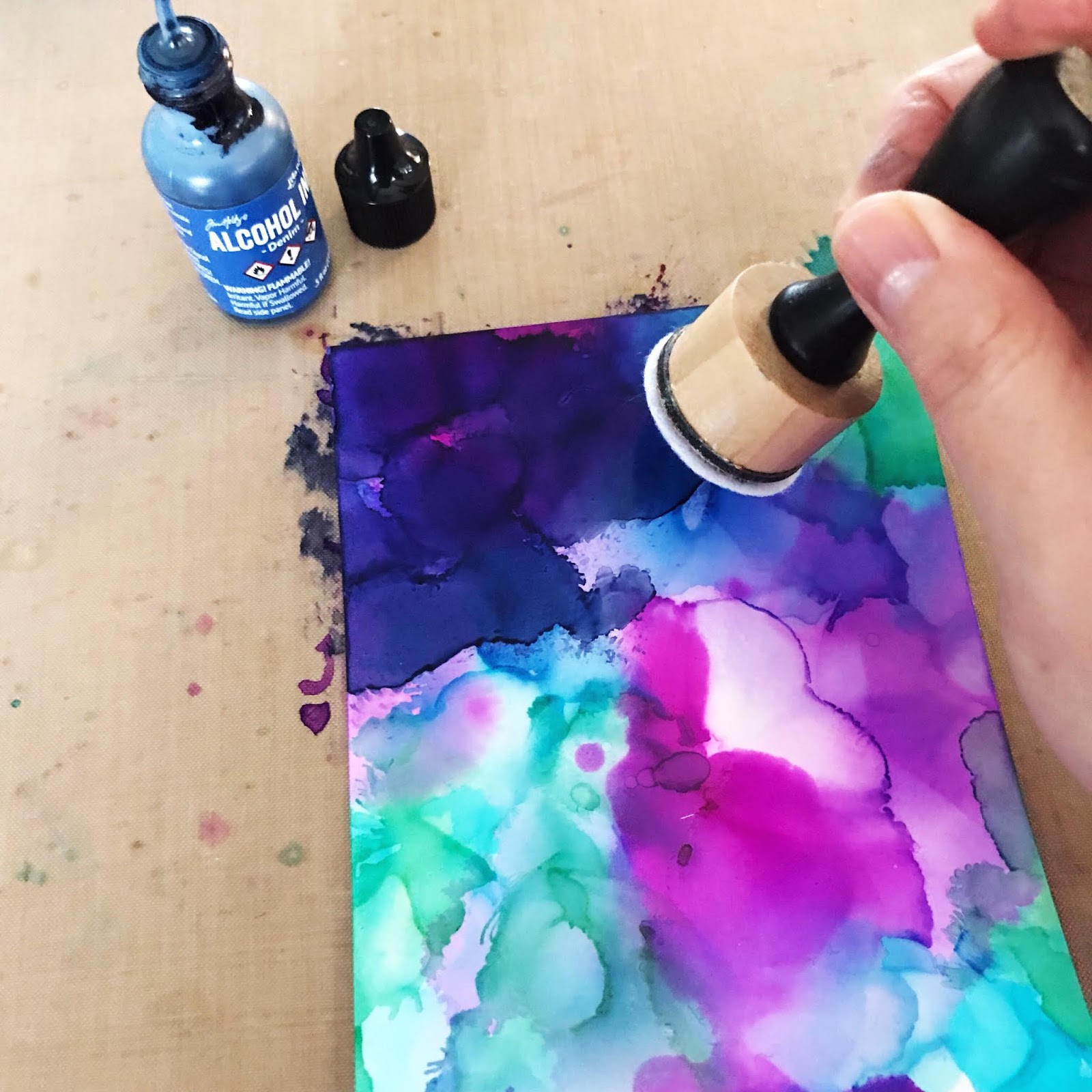 carly tee: galaxy backgrounds with alcohol inks