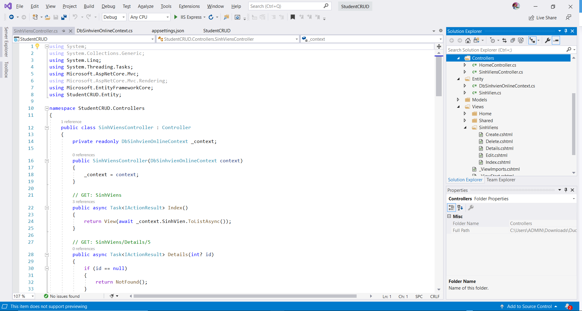 Hướng dẫn tạo CRUD với ASP.NET Core MVC