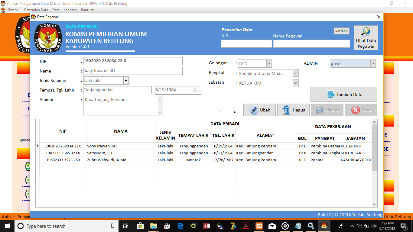 Perancangan Sistem Informasi Pengarsipan Surat Masuk, Keluar dan SPPD pada KPU Kab. Belitung ...