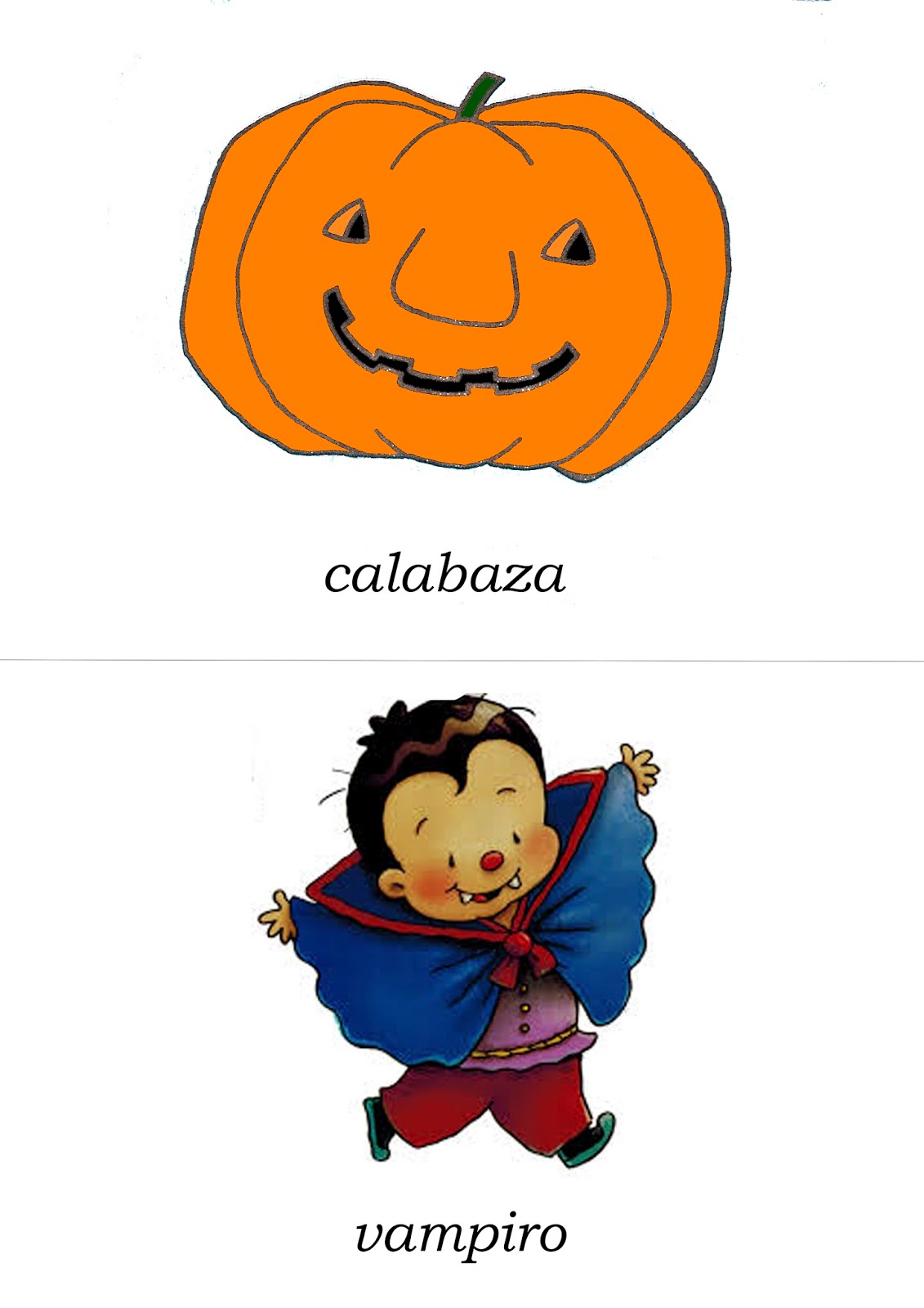 Flashcards de Halloween - Halloween flashcards (Español - Spanish)
