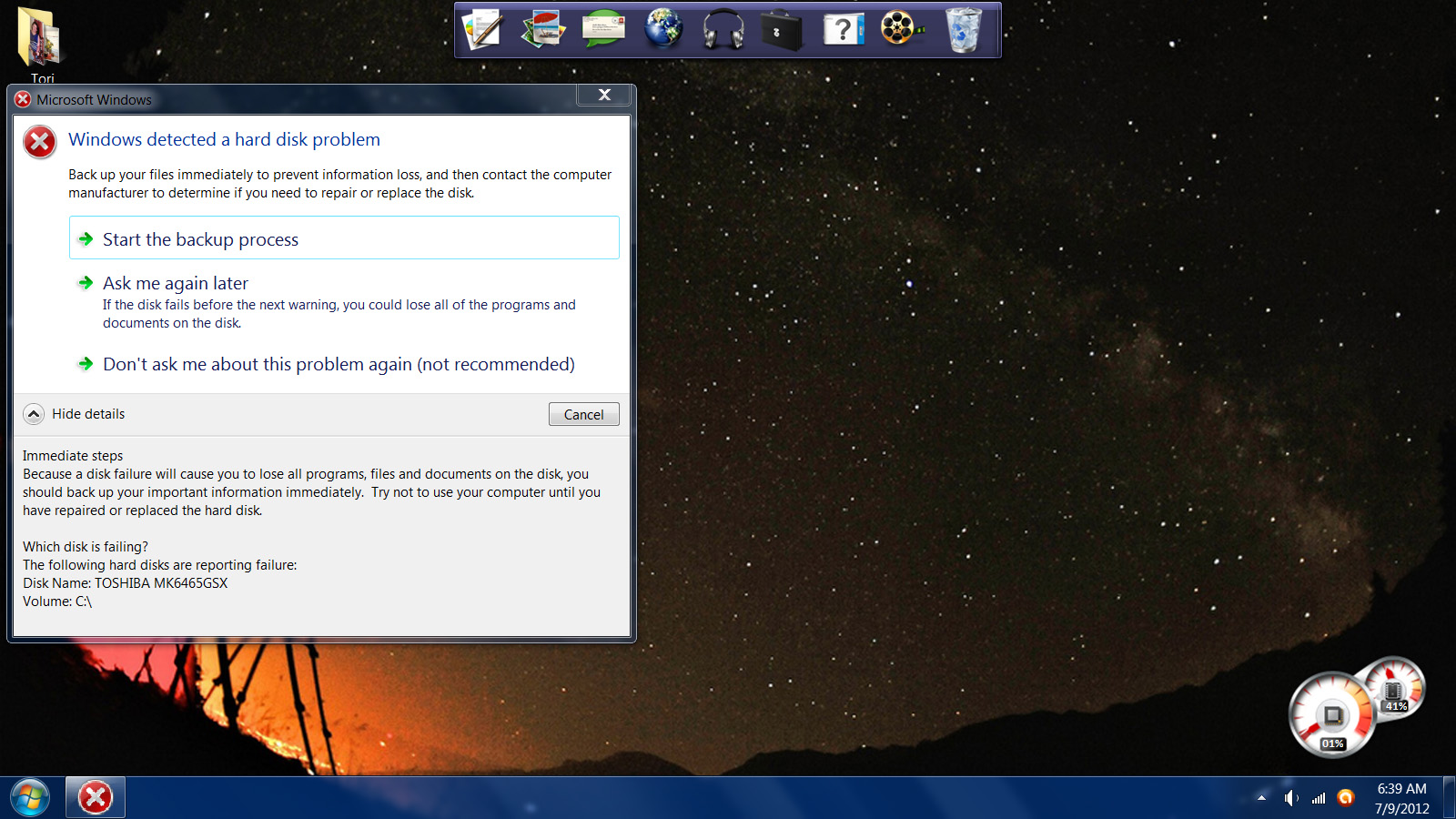 περιπλάνηση 7 9 12 Windows Detected A Hard Disk Problem