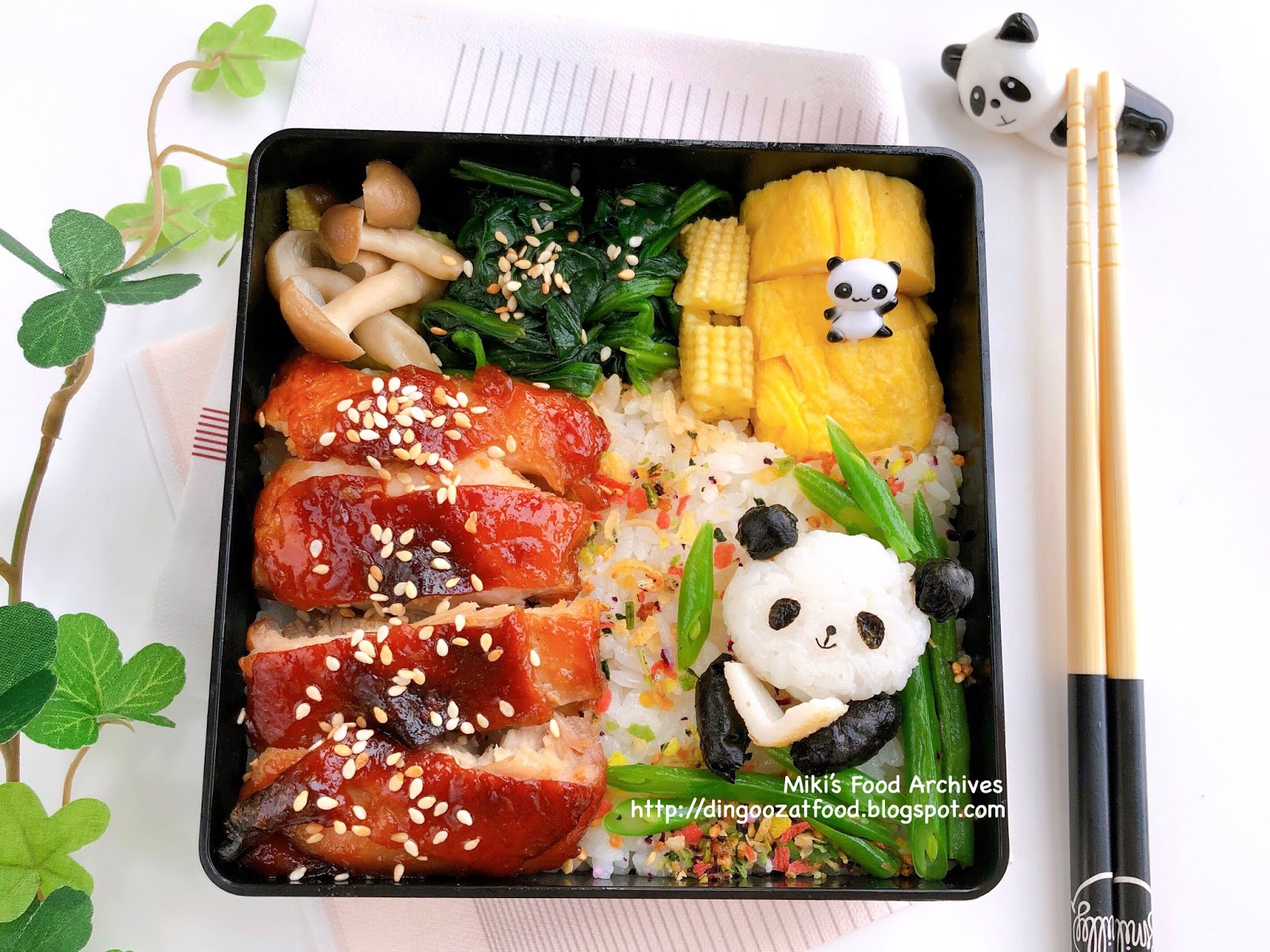 Miki's Food Archives : Cute Panda Bento (Honey Roast Chicken Rice ...