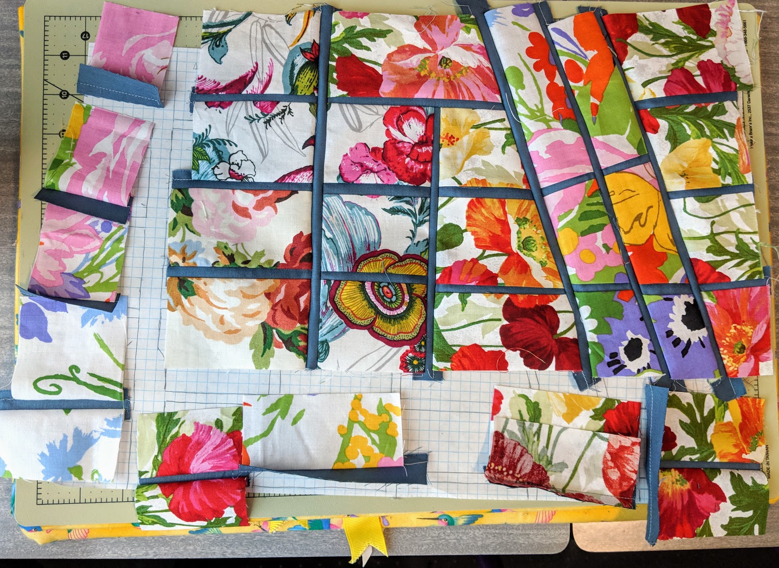 AHIQ: Improvisational Utility Quilts: Map Quilt: Month 3