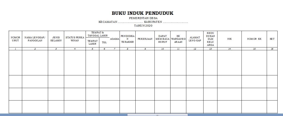 Contoh Buku Induk Pegawai - yusnitech