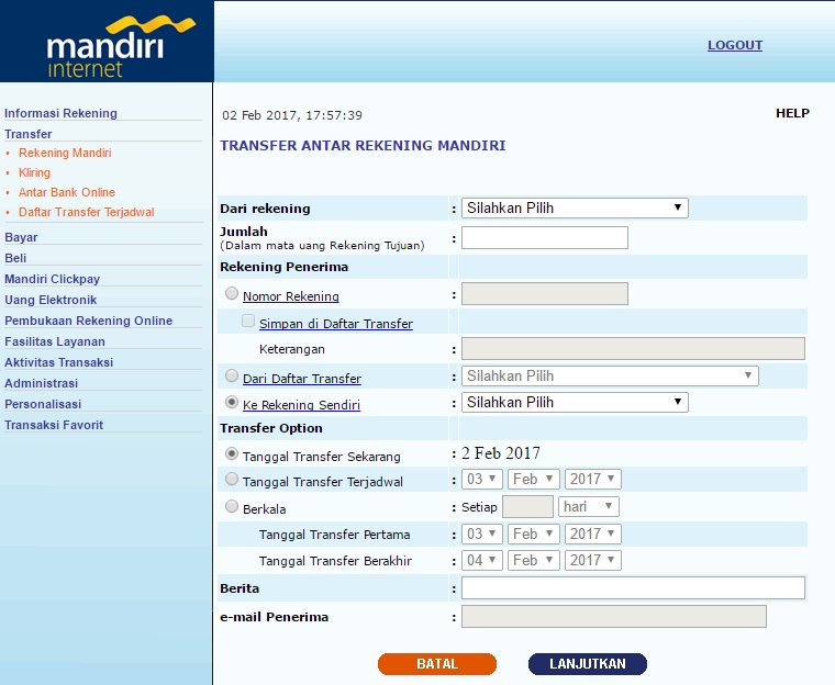 Cara Transfer Uang Menggunakan Internet Banking Bank Mandiri | Blog ...