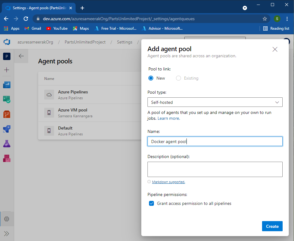 Building Azure DevOps pipelines with a Docker agent