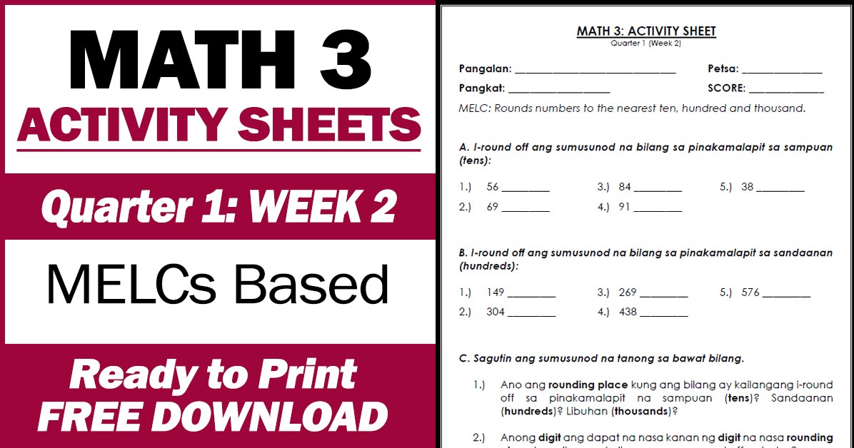 LEARNING ACTIVITY SHEETS In MATH 3 Quarter 1 Week 2 Free Download